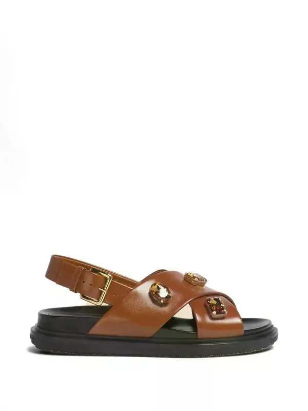 Marni Crystal-embellished Fussbett Sandals - Brown