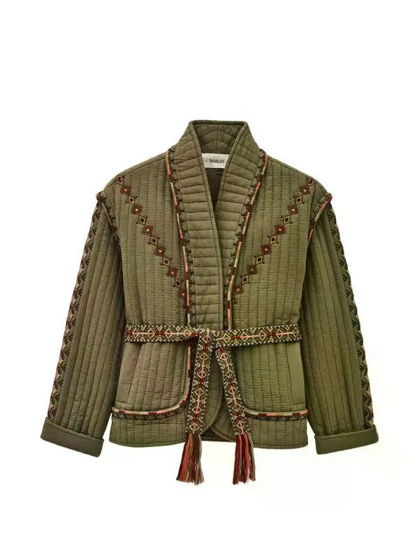 Ba&sh Quilted Embroidered Jacket - Green