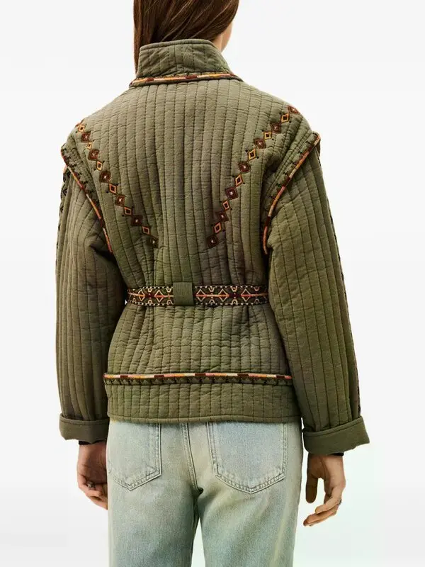 Ba&sh Quilted Embroidered Jacket - Green