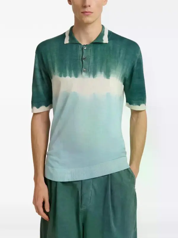 Marni Wool-silk Polo Shirt With Tie-dye Effect - Green