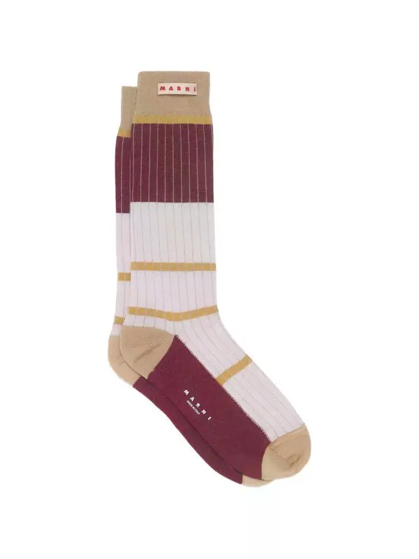 Marni Ribbed Color-block Socks - Purple