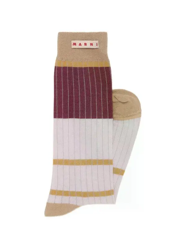 Marni Cotton Socks With Logo Detail - Purple