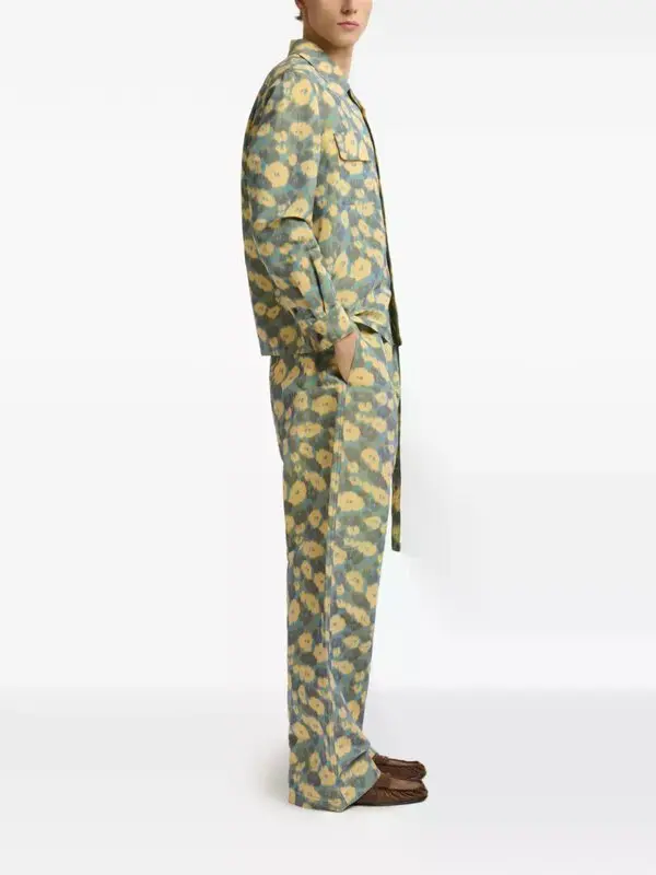 Marni Floral Print Wide-leg Linen-blend Trousers