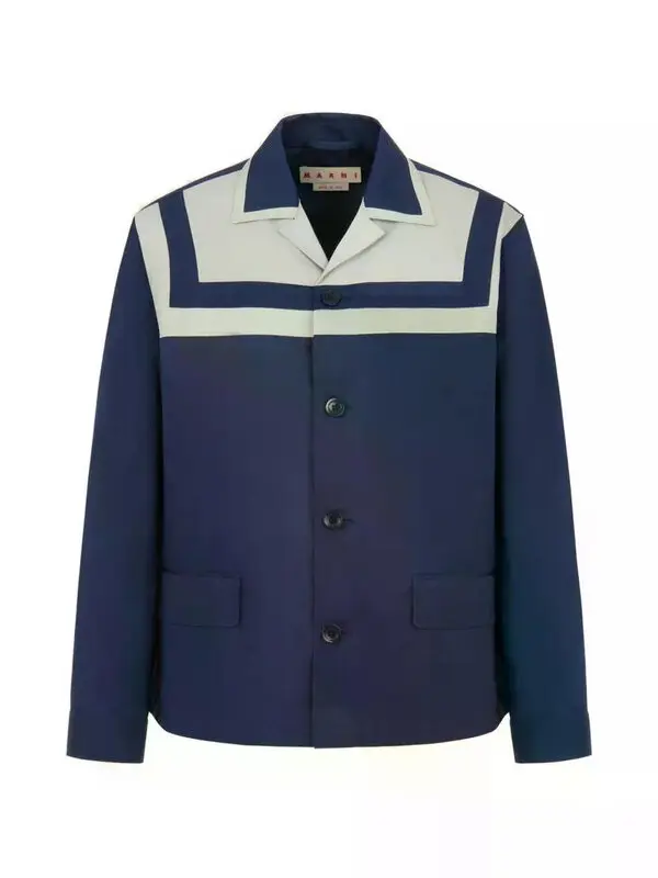 Marni Striped Yoke Cuban Blazer - Blue