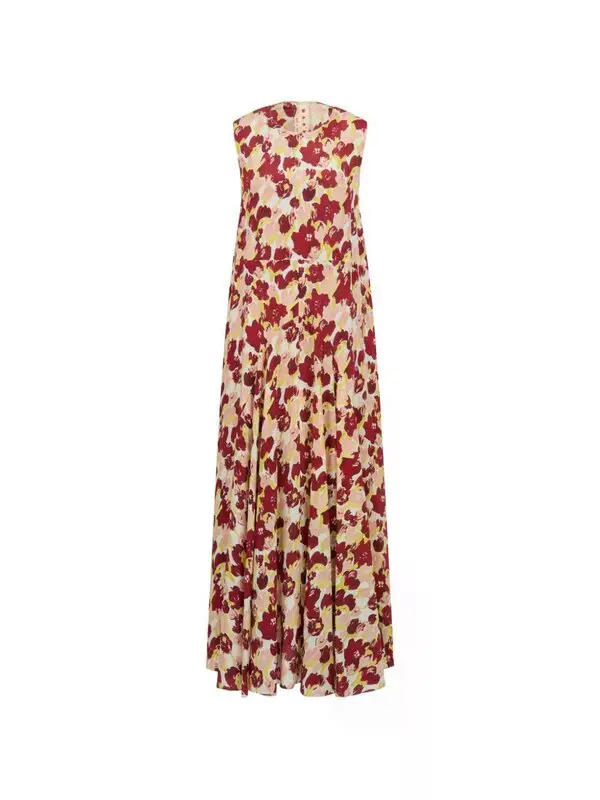 Marni Silk Maxi Dress With Secret Bouquet Print