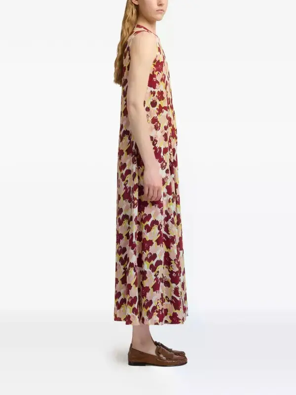 Marni Silk Maxi Dress With Secret Bouquet Print
