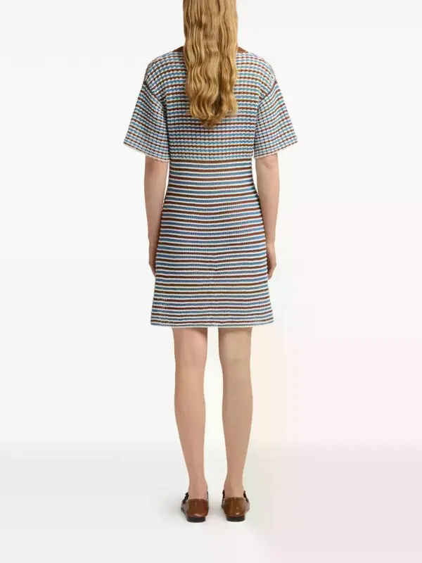 Marni Striped Crochet A-line Dress - Blue