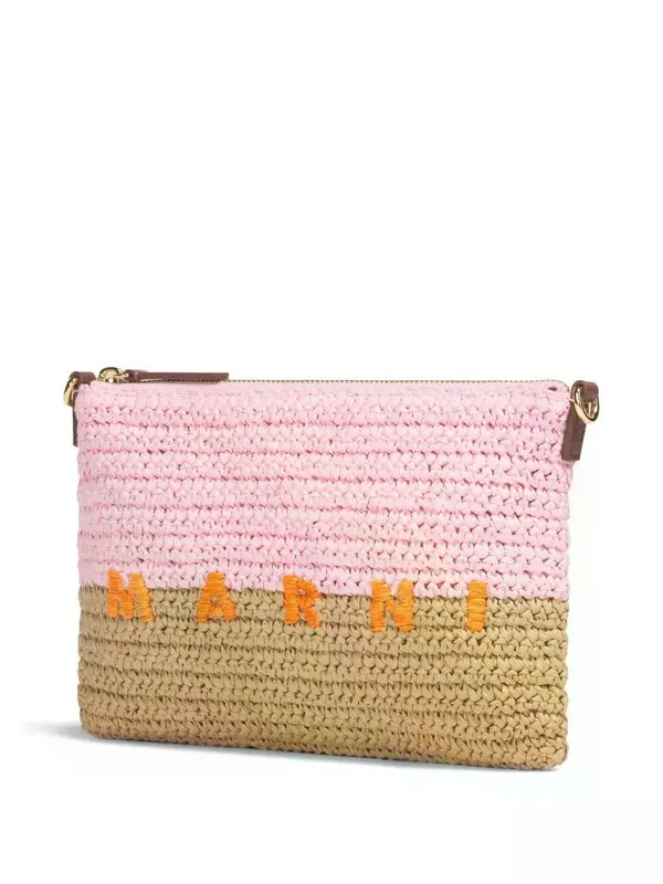 Marni Paper Raffia Seaside Pouch - Pink