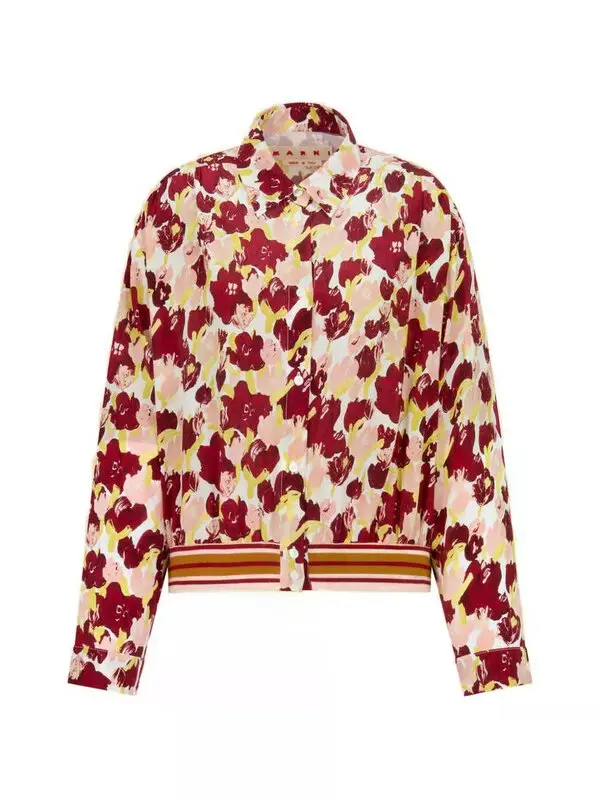 Marni Floral Striped Shirt - Red