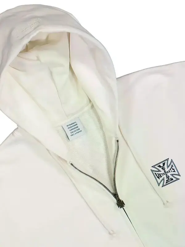 Vetements Logo Zip-up Hoodie - Neutrals