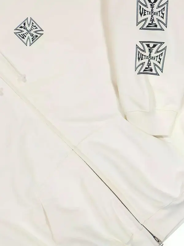 Vetements Logo Zip-up Hoodie - Neutrals