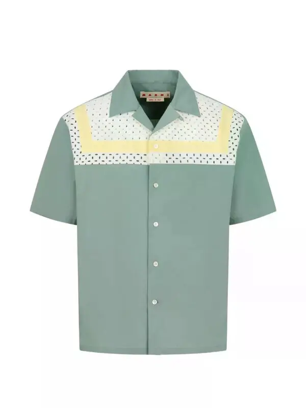 Marni Cotton-blend Shirt With Broderie Anglaise Yoke