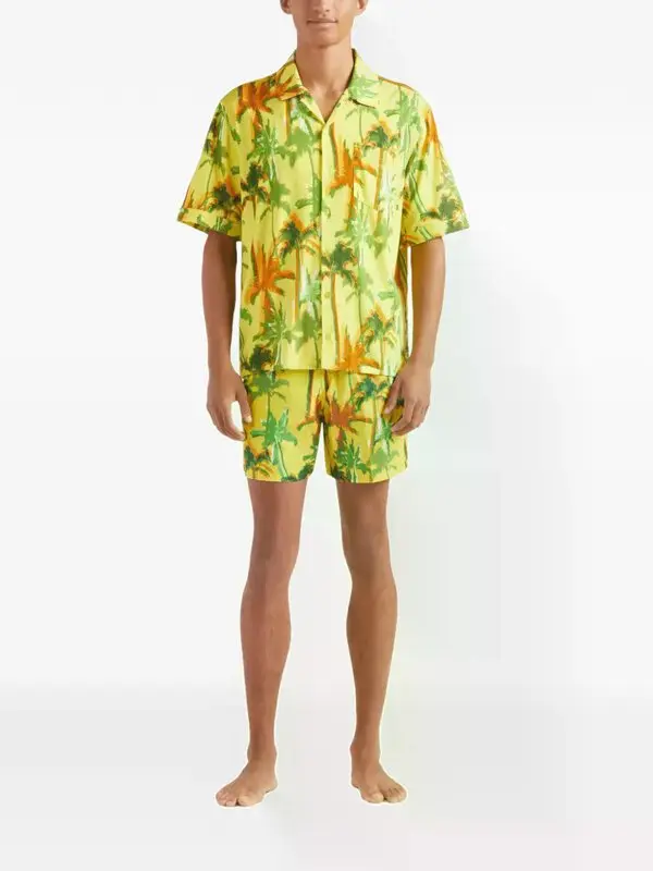 Vilebrequin Palms Offset Cotton Shirt - Yellow
