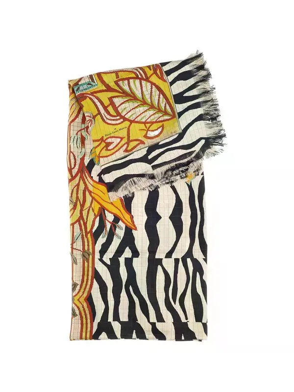PIERRE-LOUIS MASCIA Floral Zebra-print Scarf - Yellow