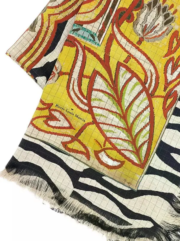PIERRE-LOUIS MASCIA Floral Zebra-print Scarf - Yellow