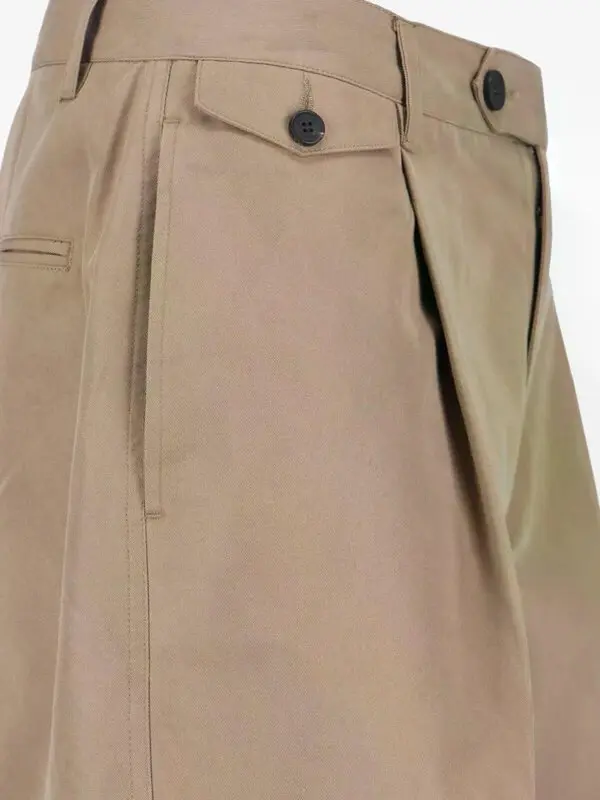 DUNST Buttoned Front-pleat Trousers - Brown