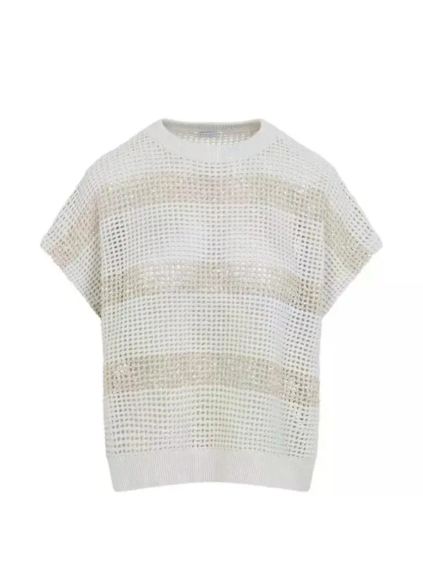 Brunello Cucinelli Striped Knitted Top - White