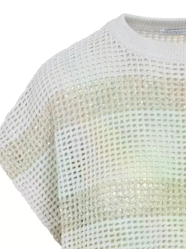 Brunello Cucinelli Striped Knitted Top - White
