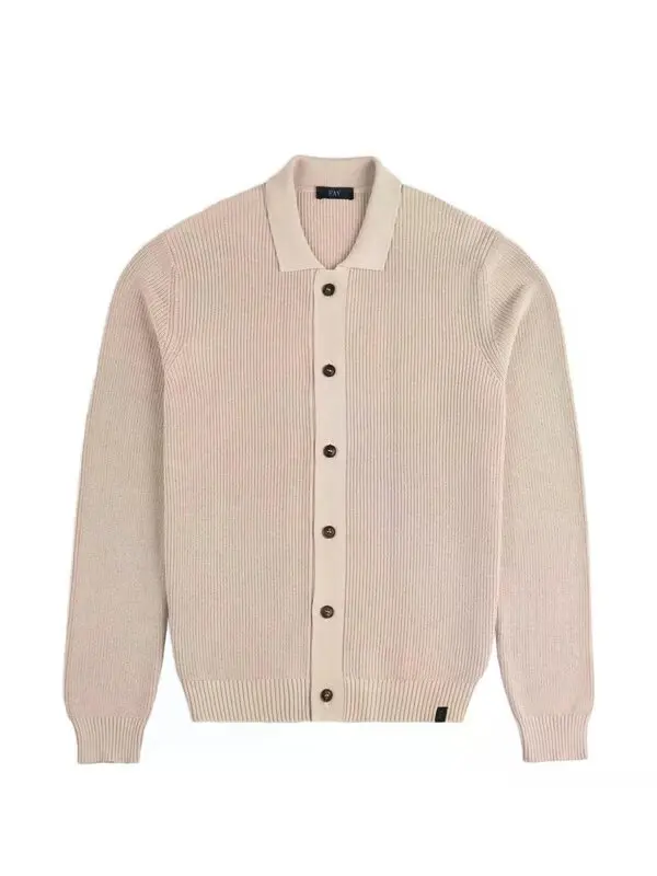 FAY Buttoned Ribbed Cardigan - Neutrals