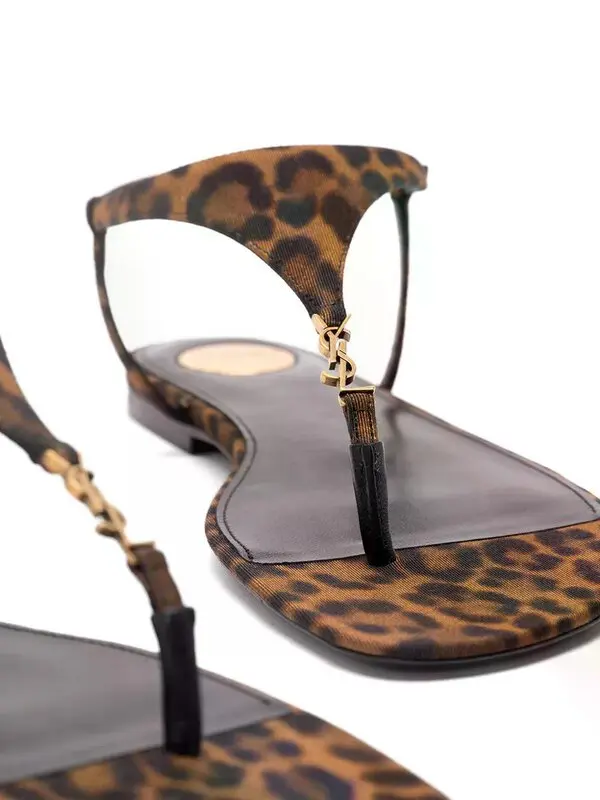 Saint Laurent Cassandra Logo Sandals - Brown