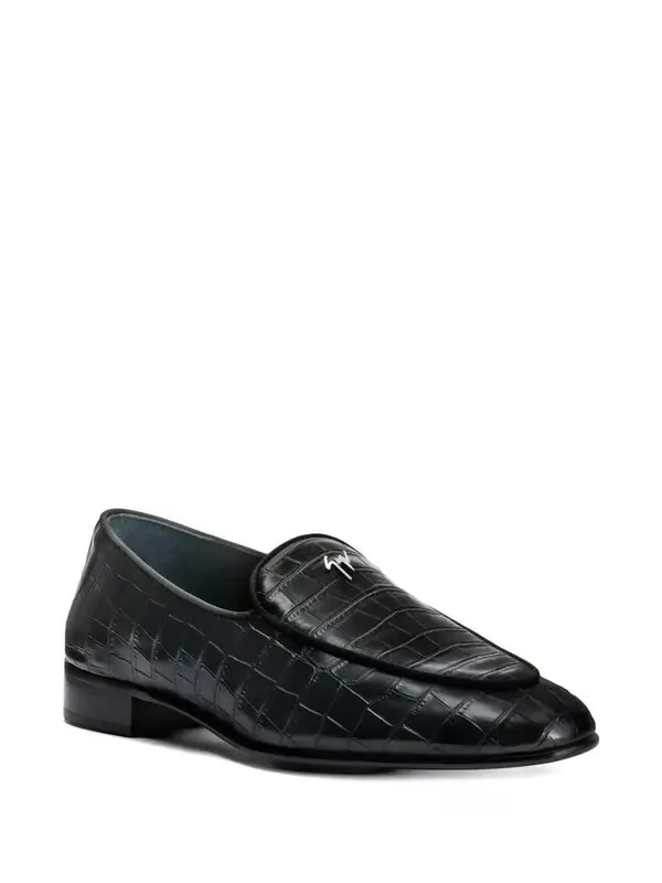 GIUSEPPE ZANOTTI Metal Logo Loafers - Black
