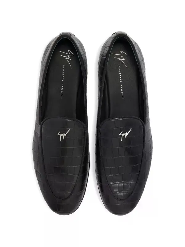 GIUSEPPE ZANOTTI Metal Logo Loafers - Black