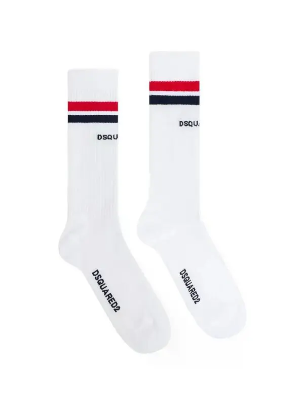 Dsquared2 D2 College Striped Socks - White