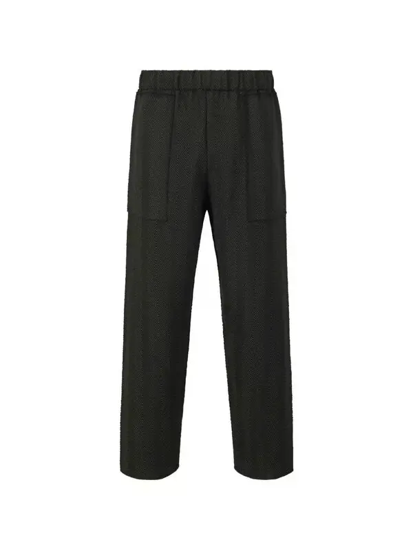 Issey Miyake Herringbone Straight-leg Trousers - Black