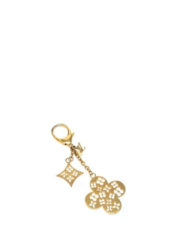 LOUIS VUITTON 2014 Plated Monogram Ivy Flower Bag Charm Key Chain - Gold
