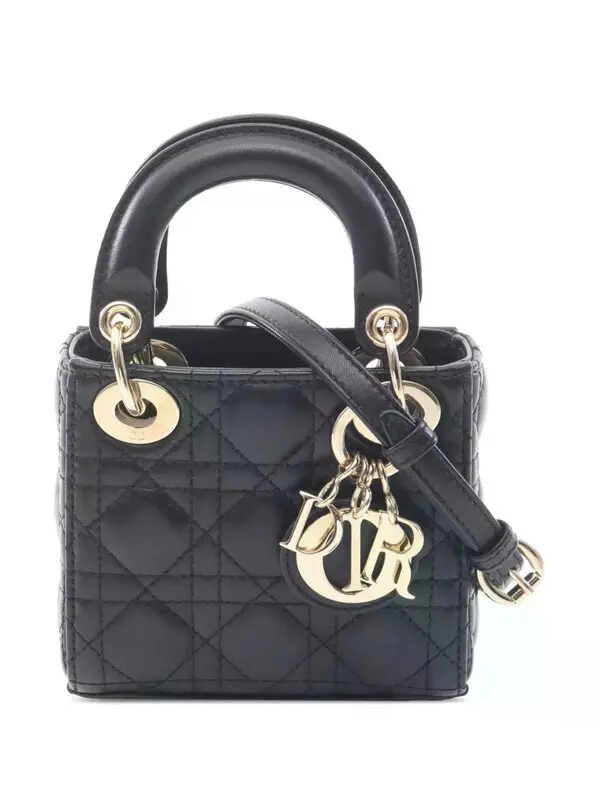 Dior 2010-2025 Micro Lambskin Cannage Lady Satchel - Black