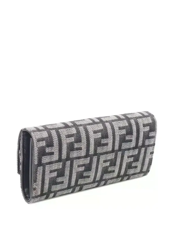 Fendi Denim Effect Ff Jacquard Baguette Continental Wallet With Chain - Blue