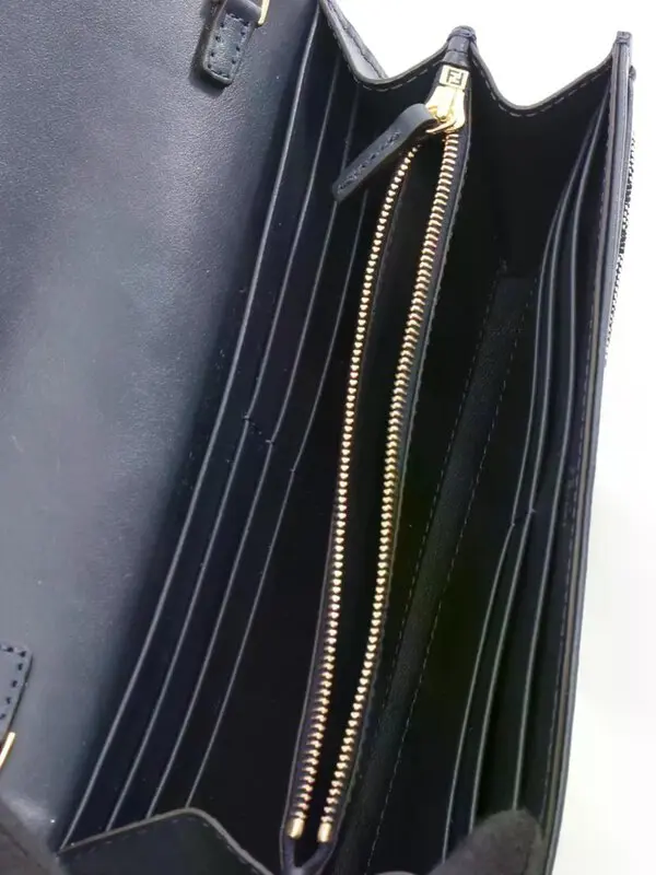 Fendi Denim Effect Ff Jacquard Baguette Continental Wallet With Chain - Blue