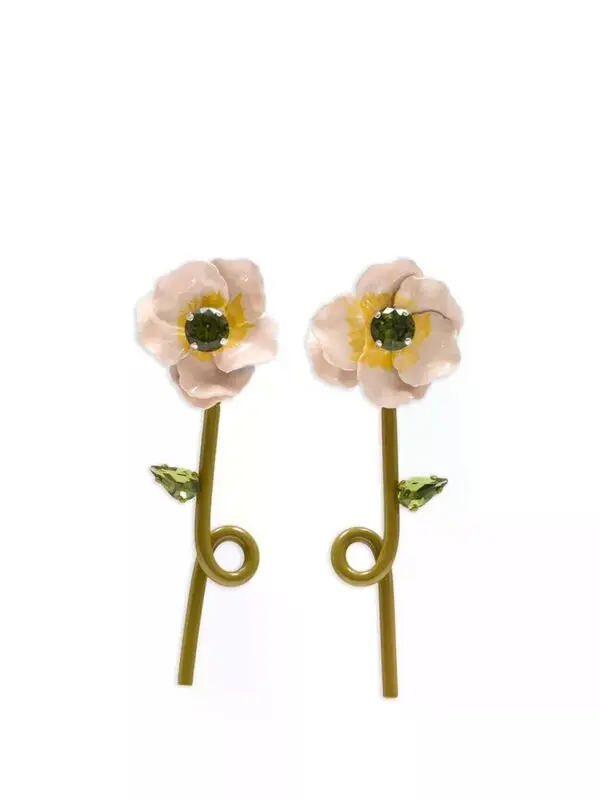 Simone Rocha Blooming Poppy Stud Earrings - Green