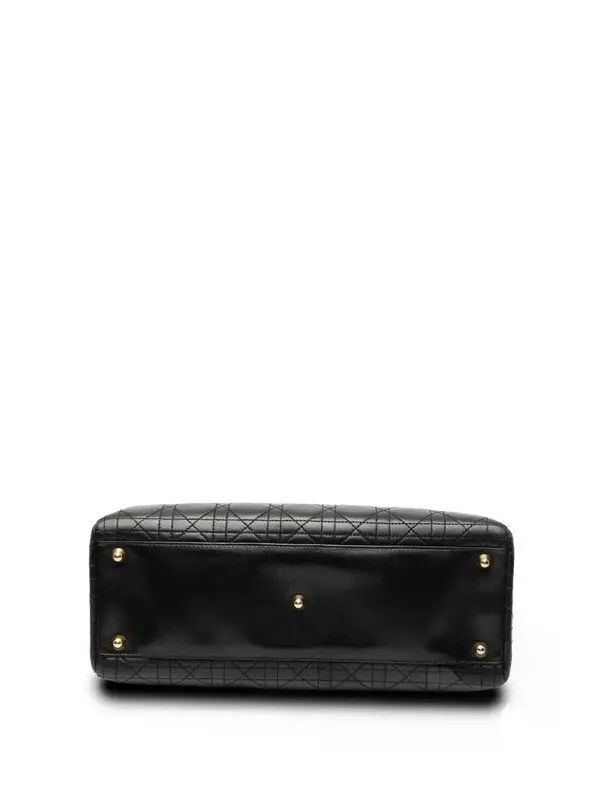 Dior 1997 Large Lambskin Cannage Lady Satchel - Black