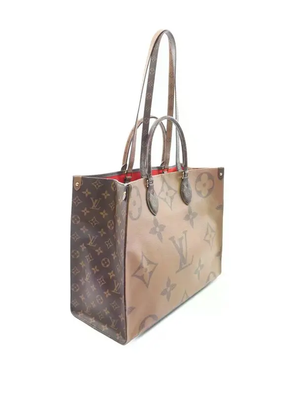 LOUIS VUITTON 2019 Monogram Reverse Giant Onthego Gm Satchel - Brown