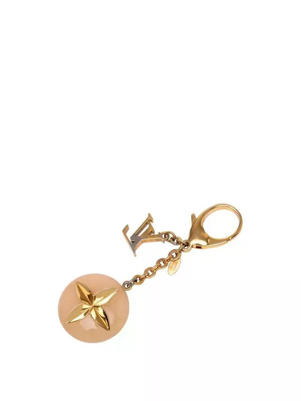 LOUIS VUITTON 2013 Plated And Resin Hollow Flower Holder And Bag Charm Key Chain - Gold
