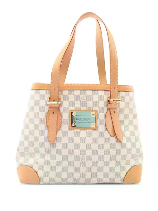 LOUIS VUITTON 2007 Damier Azur Hampstead Mm Tote Bag - White