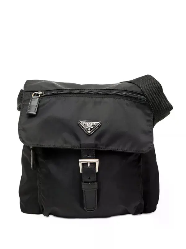 Prada 2000-2012 Tessuto Zip Buckle Messenger Bag