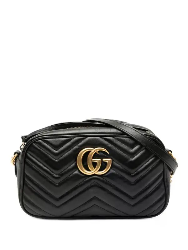 Gucci Small Gg Marmont Matelassé Leather Crossbody Bag - Black