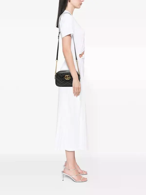 Gucci Small Gg Marmont Matelassé Leather Crossbody Bag - Black
