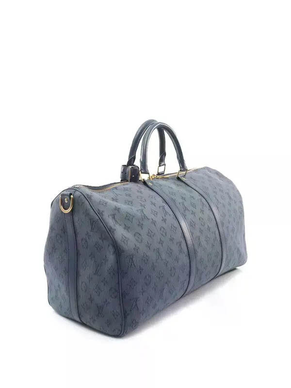 LOUIS VUITTON Monogram Denim Keepall Bandouliere 50 Travel Bag - Blue