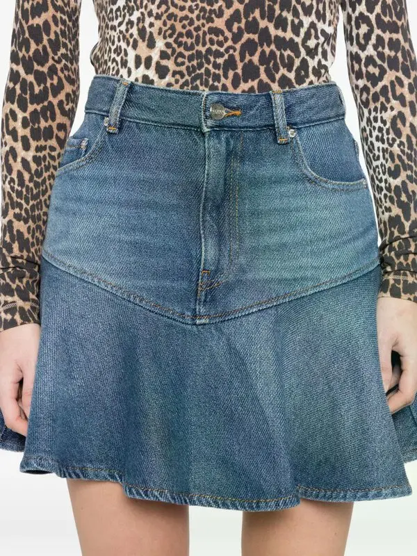 GANNI Flared Denim Mini Skirt