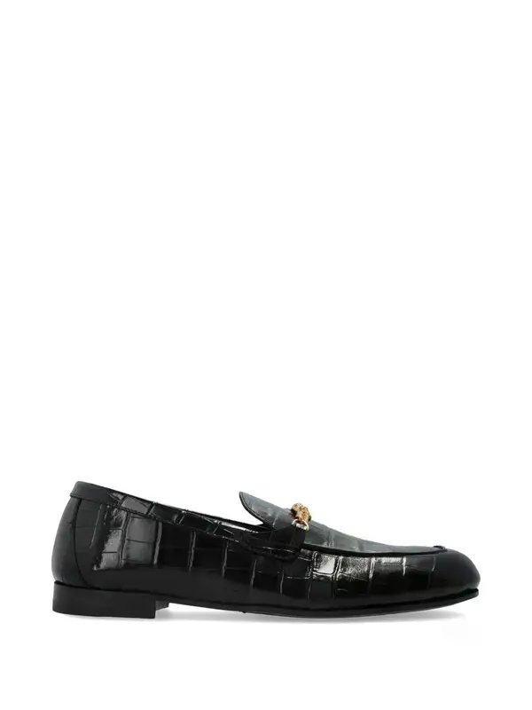 Versace Chain Embossed Loafers - Black