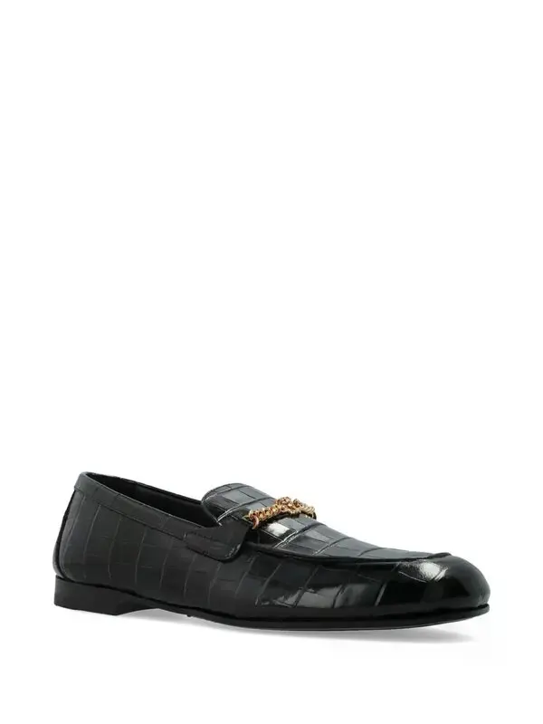 Versace Chain Embossed Loafers - Black