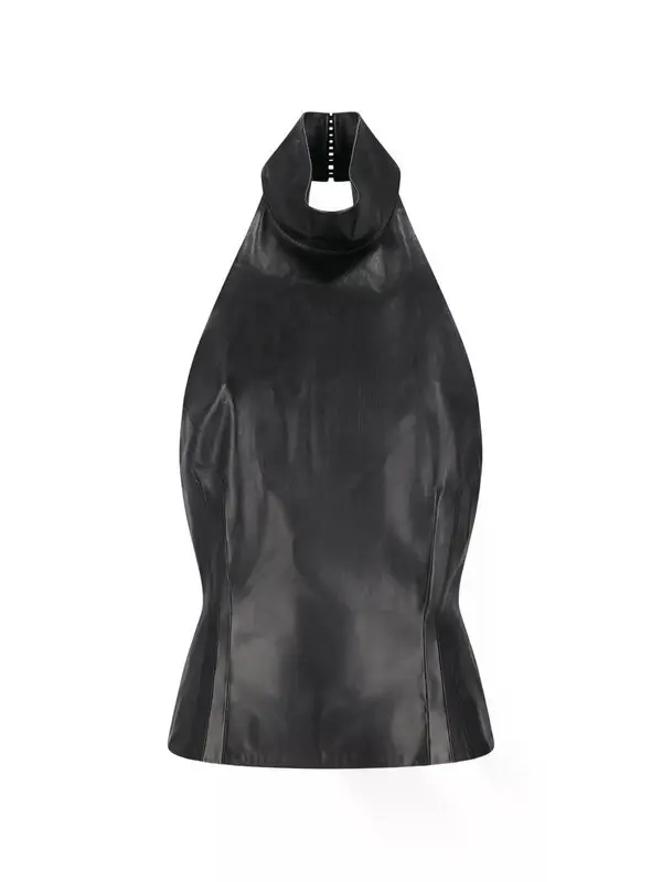 Magda Butrym Halterneck Leather Blouse - Black
