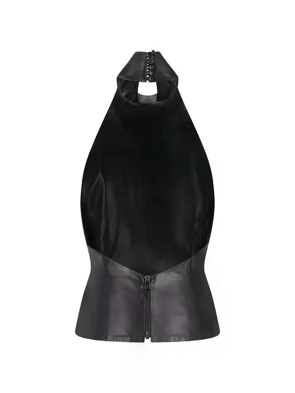Magda Butrym Halterneck Leather Blouse - Black