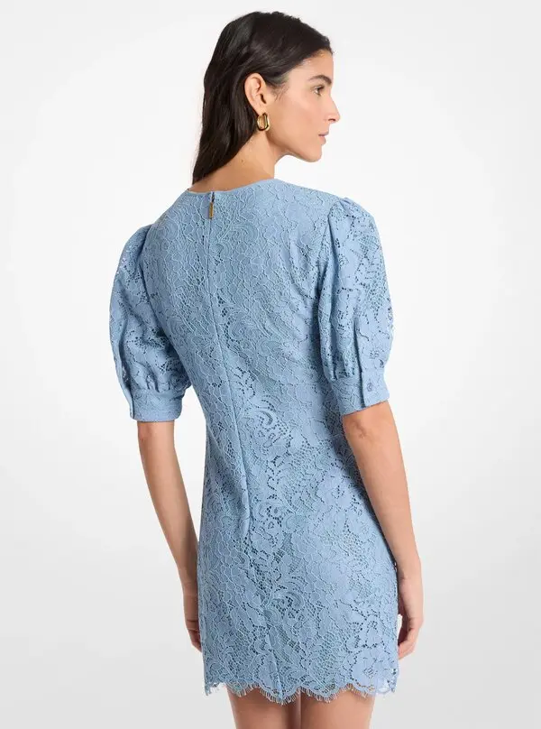 Michael Kors Corded Floral Lace Mini Dress With Blouson Sleeves