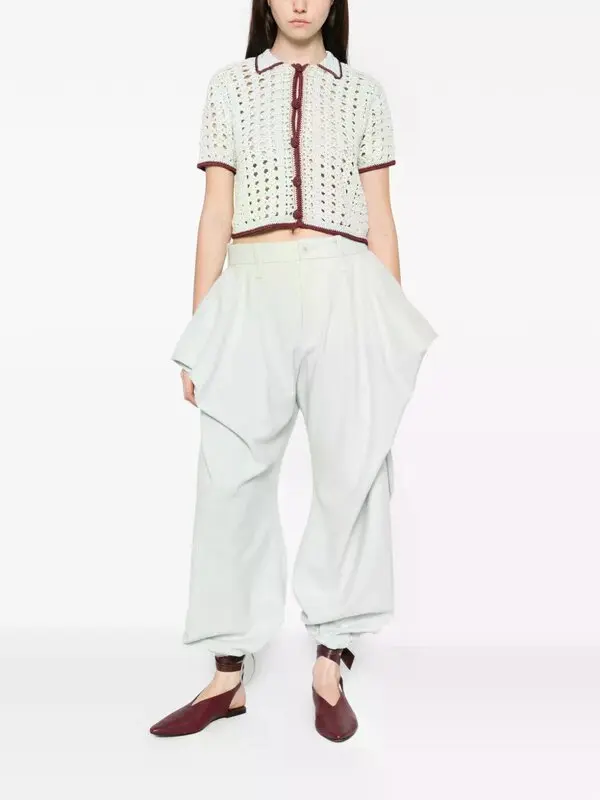 FORTE_FORTE Crochet Knit Buttoned Shirt