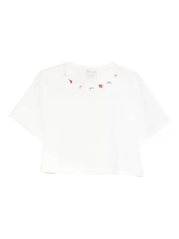 FORTE_FORTE Flower-detail T-shirt - White