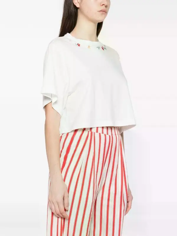 FORTE_FORTE Embroidered Cotton T-shirt - White